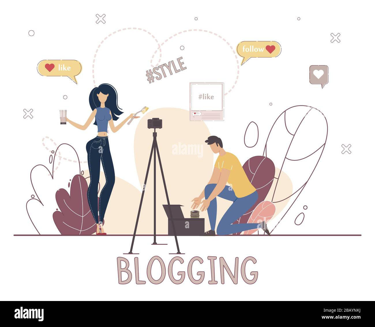 Blogging vlogging live video Stock Vector Images - Alamy