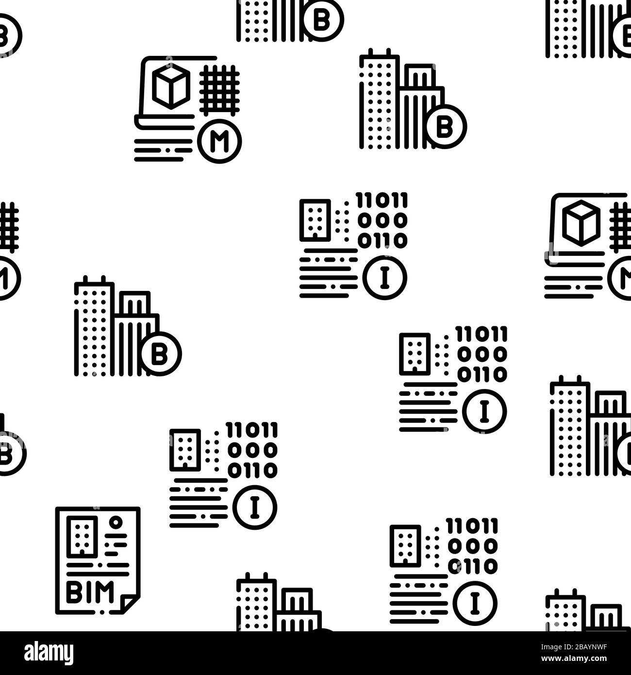Bim Building Information Seamless Pattern Vector Stock Vector Image ...