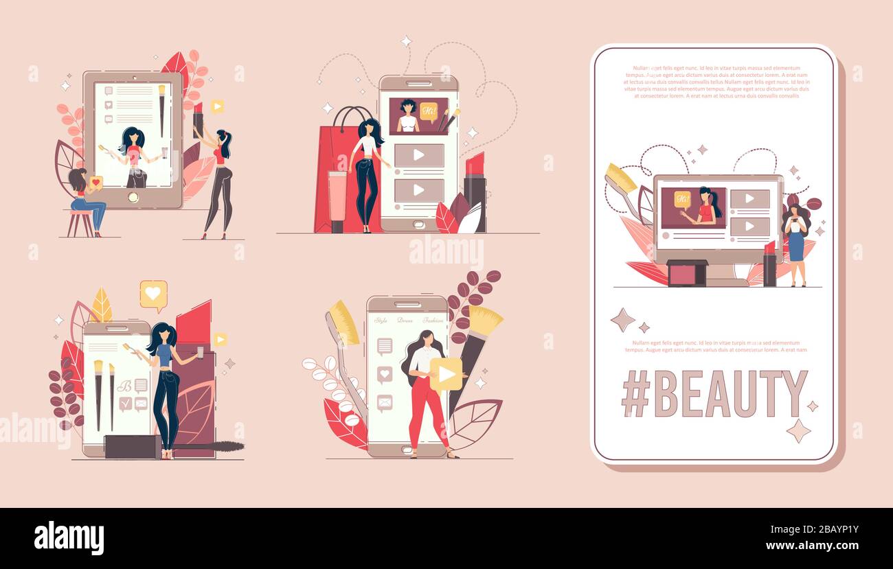 Makeup School Channel Vector Banner Constructor Stock Vector Image ...