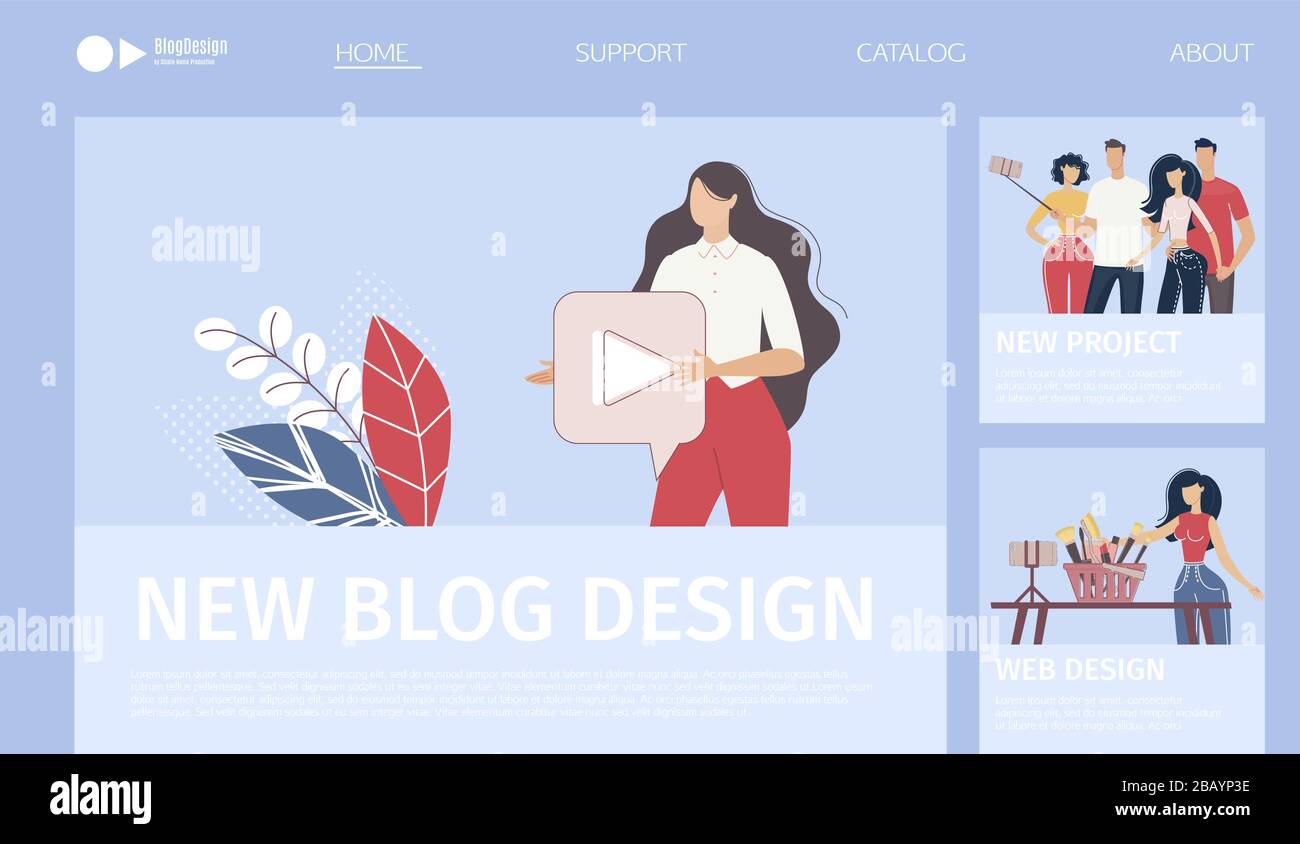 Blog Design Development Service Vector Webpage Stock Vector Image & Art ...