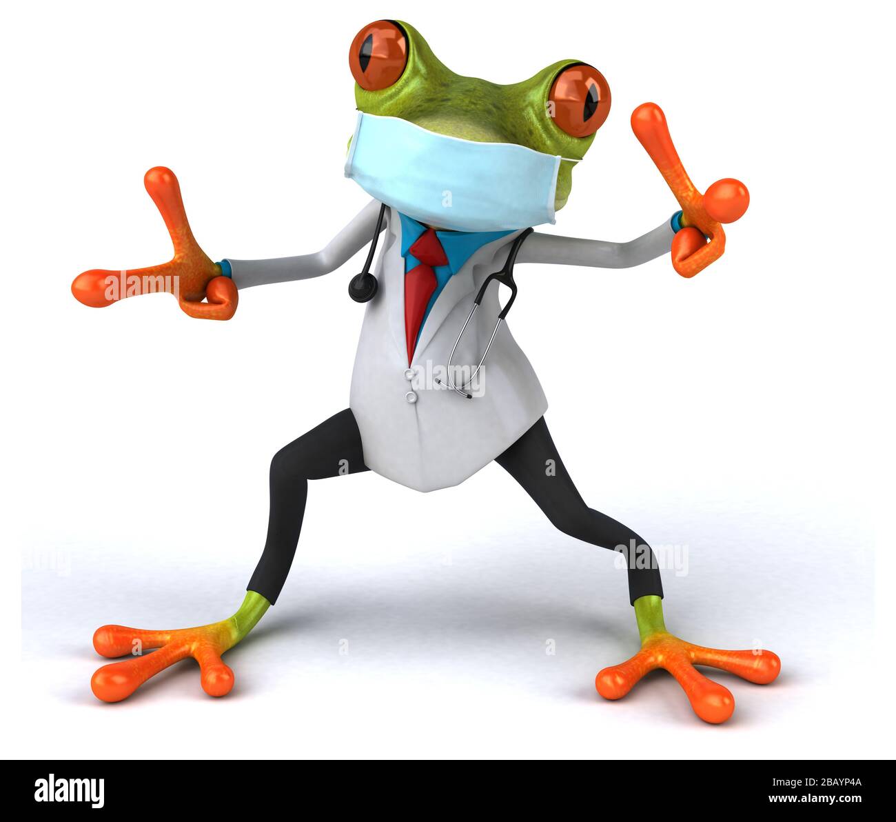 3D Illustration of a doctor frog with a mask Stock Photo - Alamy