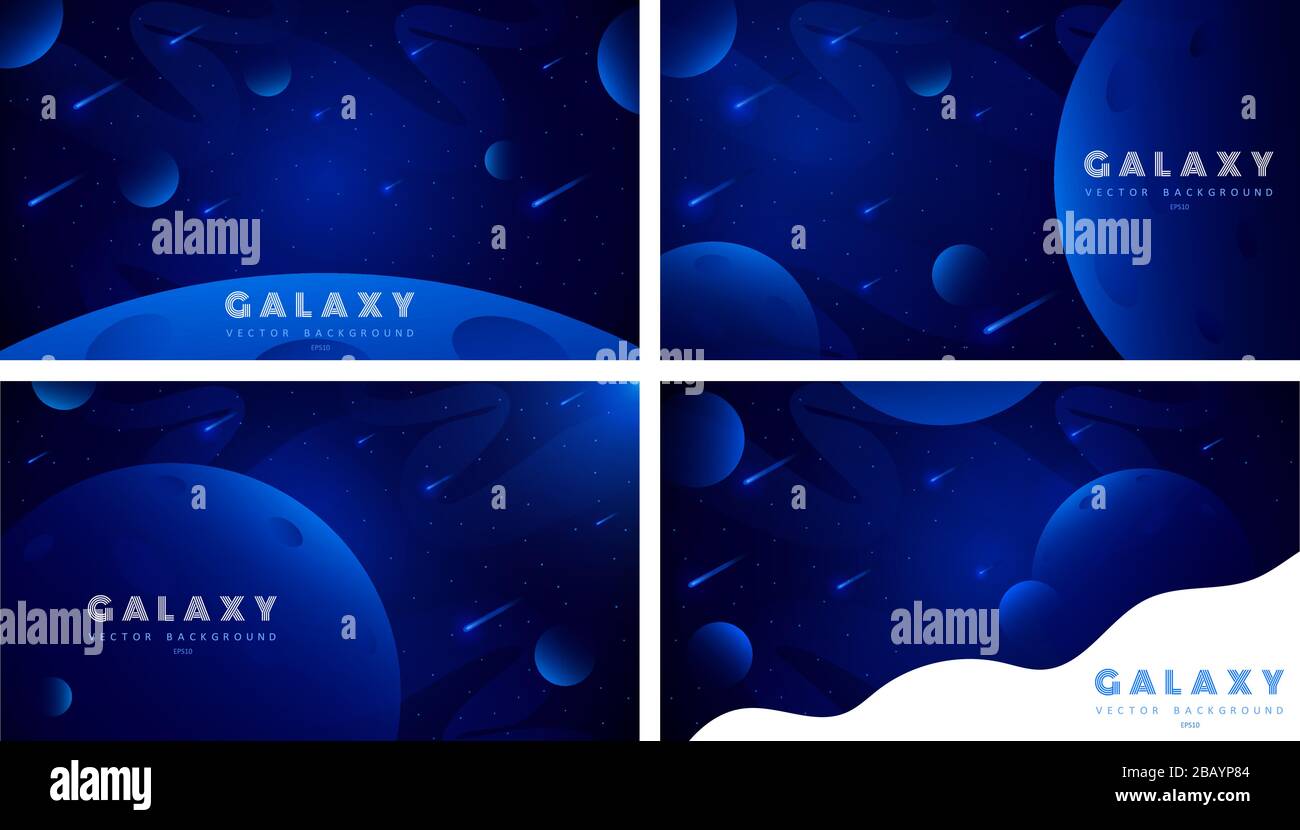 Horizontal space background with abstract shape and planets. Web design ...