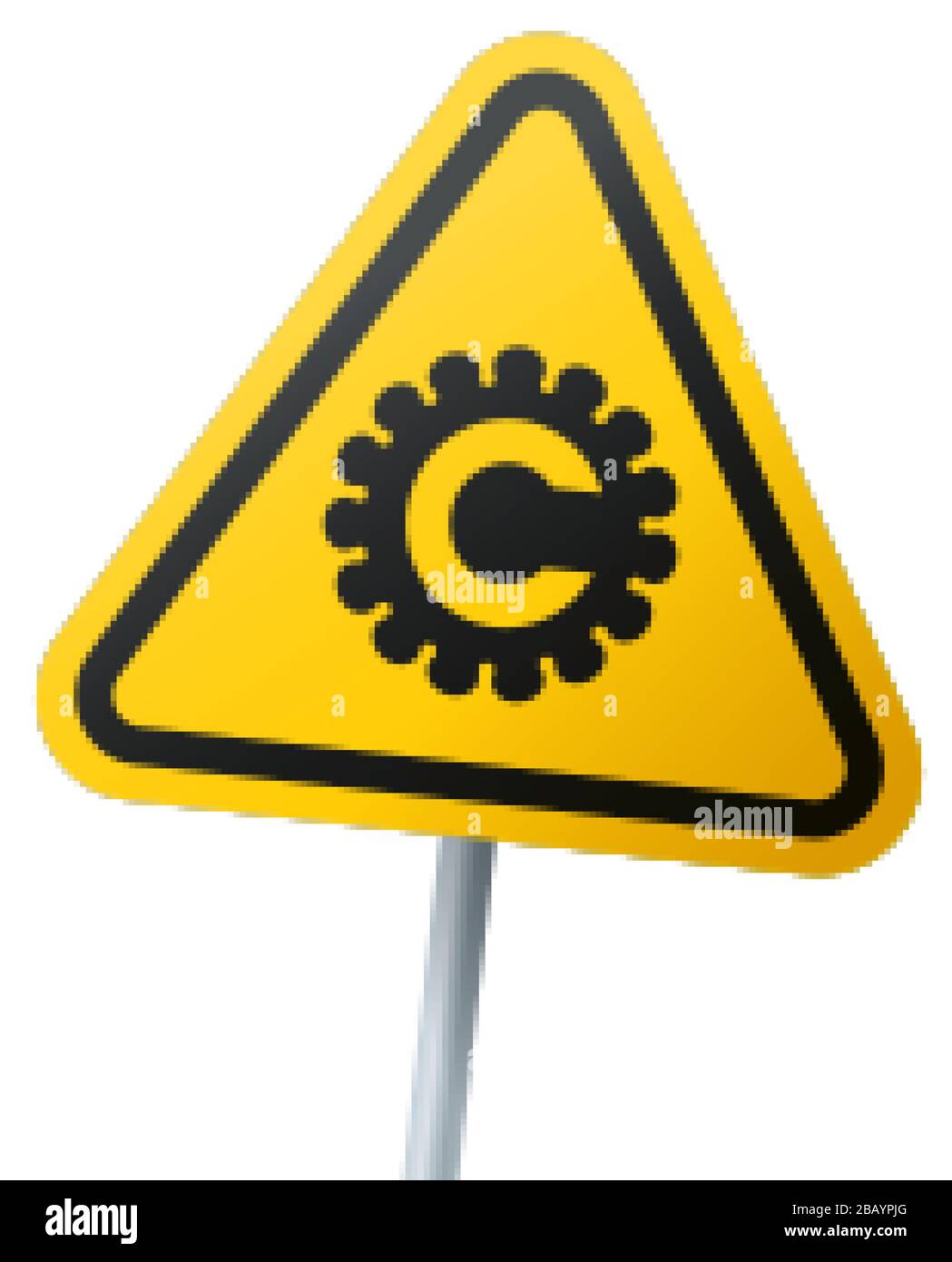 Coronavirus hazard symbol. Triangular sign of a virus infectious danger ...