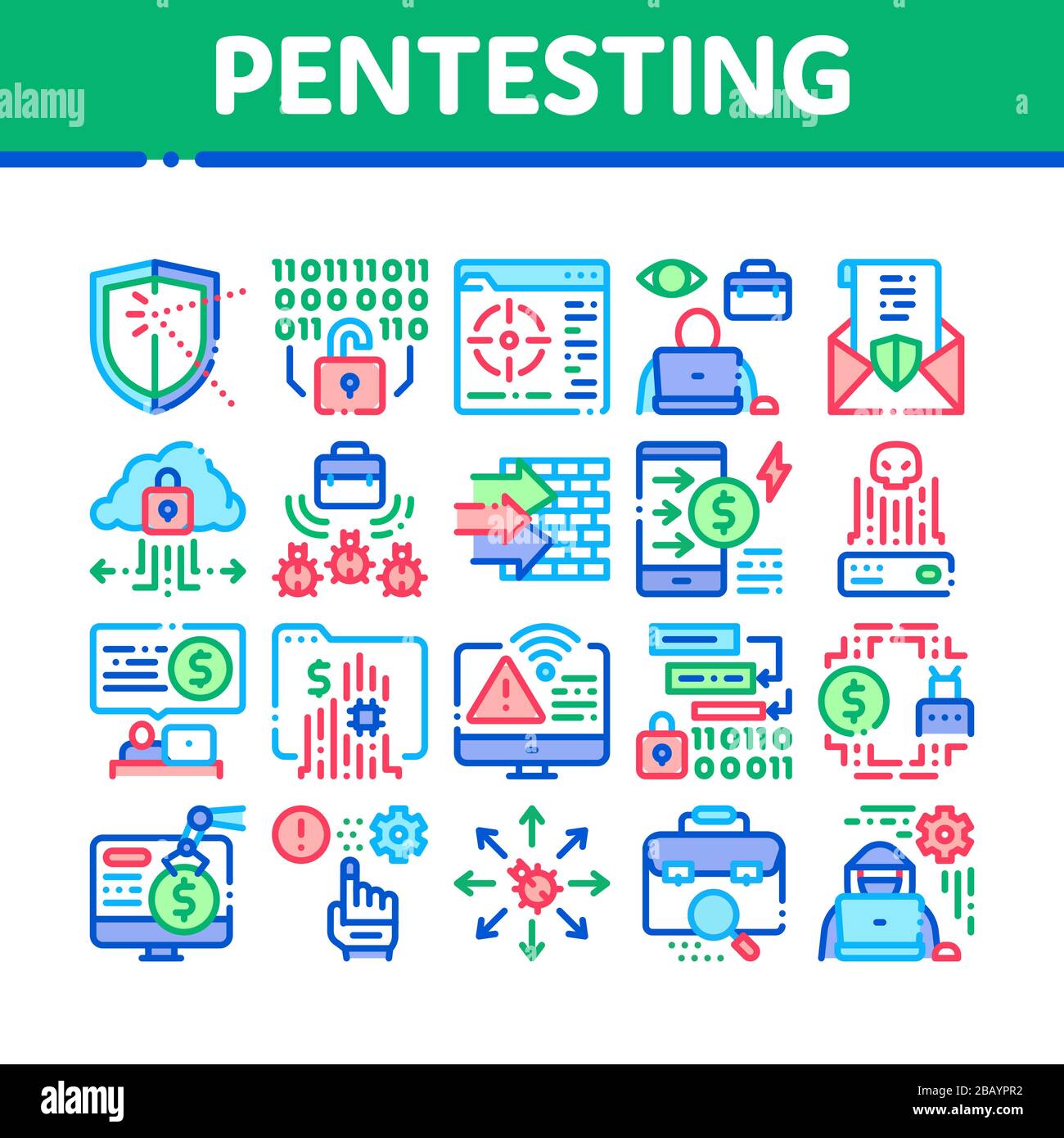 Pentesting Software Collection Icons Set Vector Stock Vector Image ...