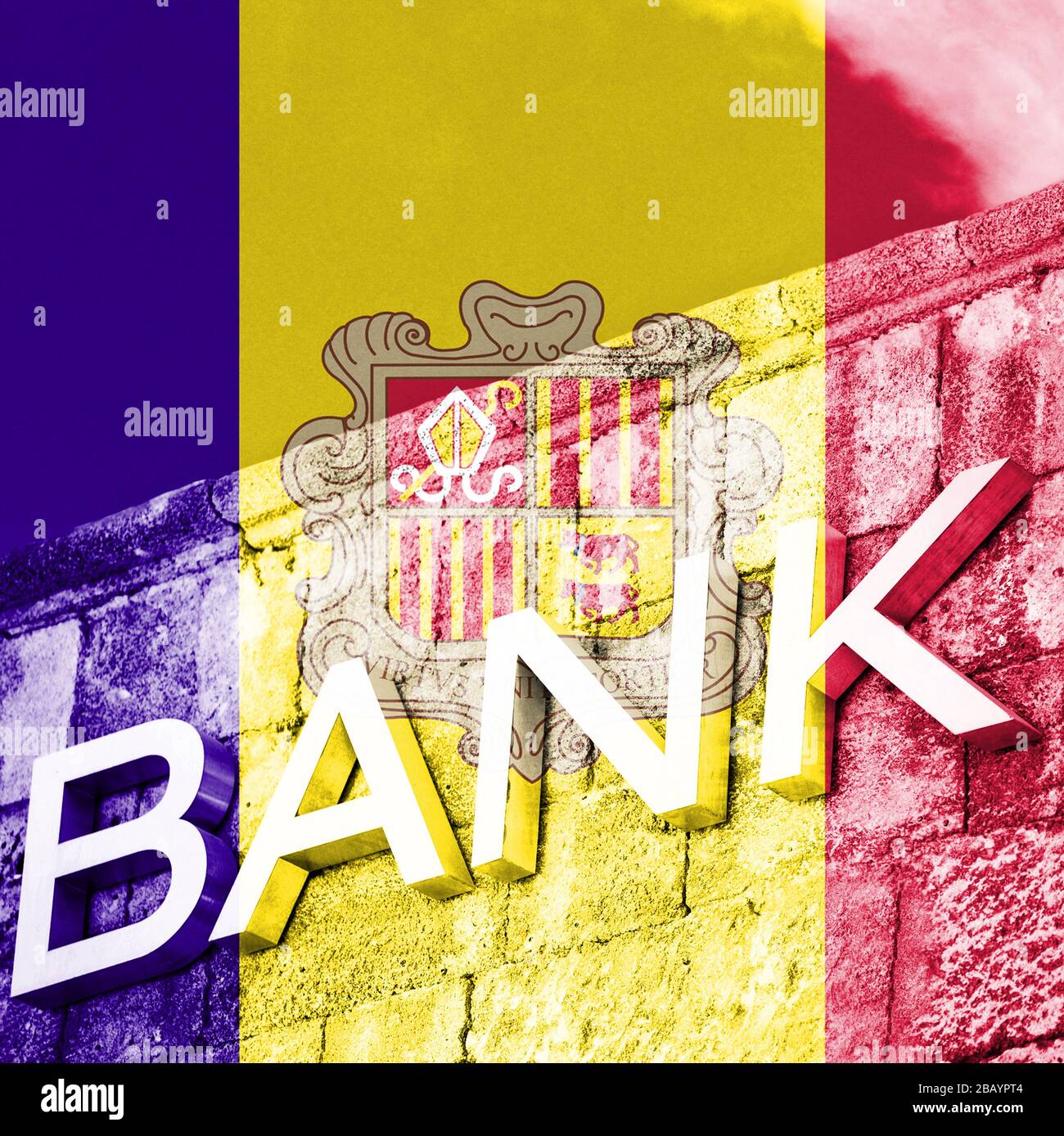 Finance and economy concept of bank with flag of Andorra Stock Photo ...
