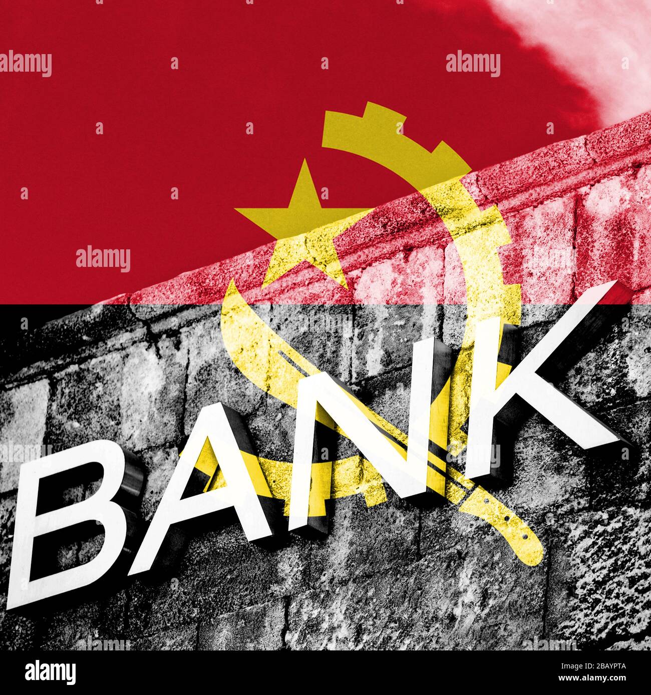 Finance and economy concept of bank with flag of Angola Stock Photo - Alamy