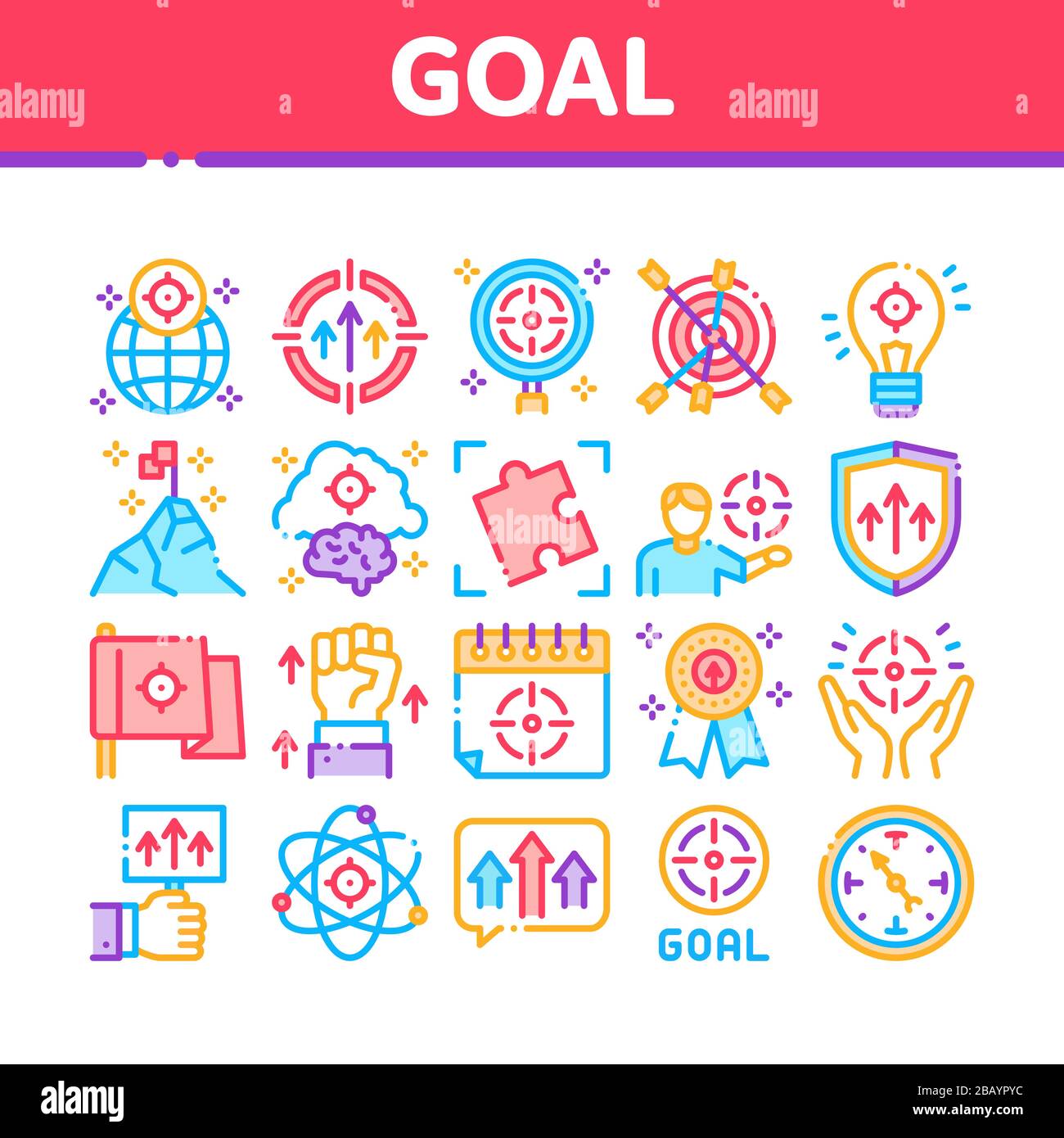 Goal Target Purpose Collection Icons Set Vector Stock Vector Image ...