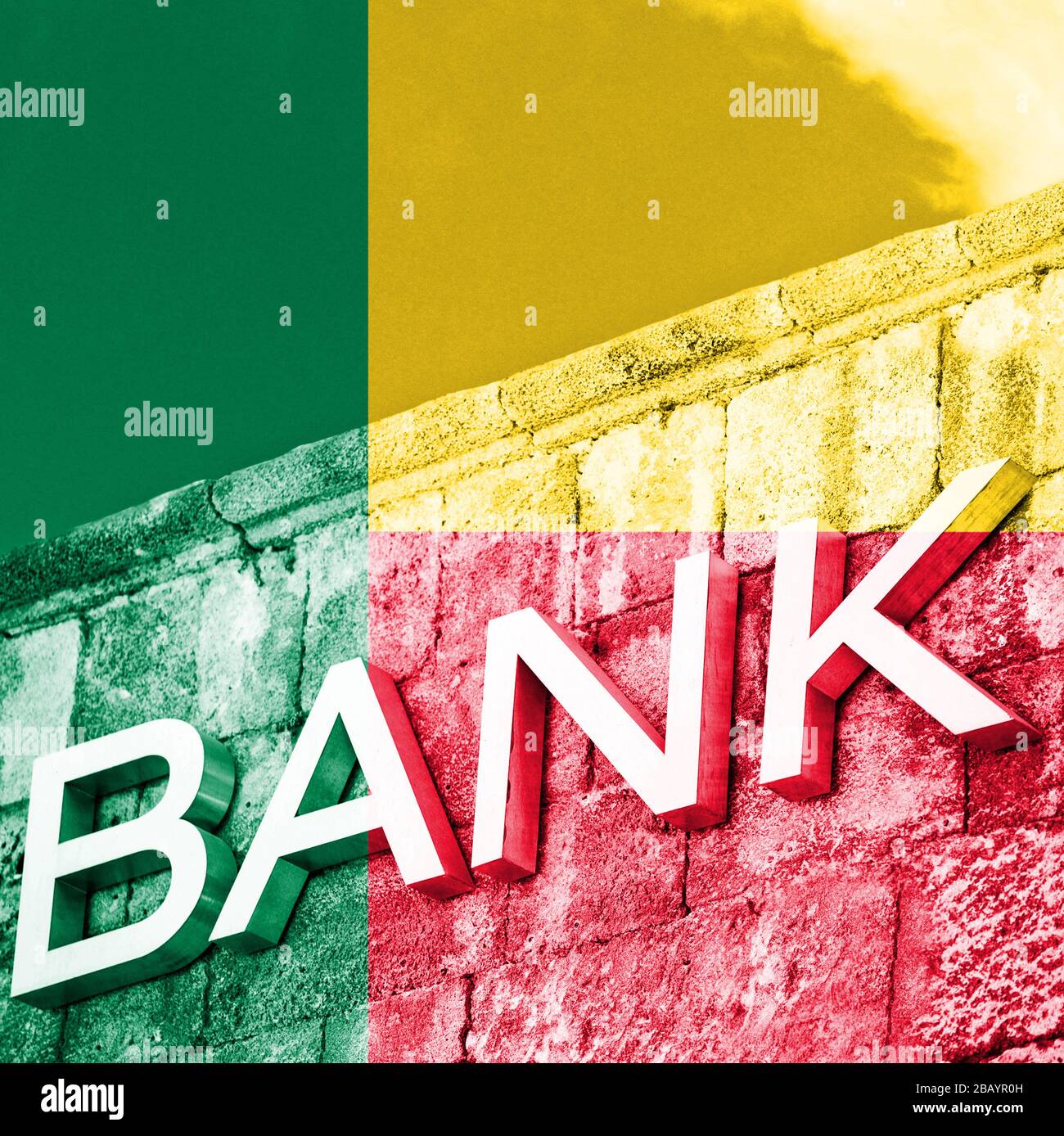 Finance and economy concept of bank with flag of Benin Stock Photo - Alamy