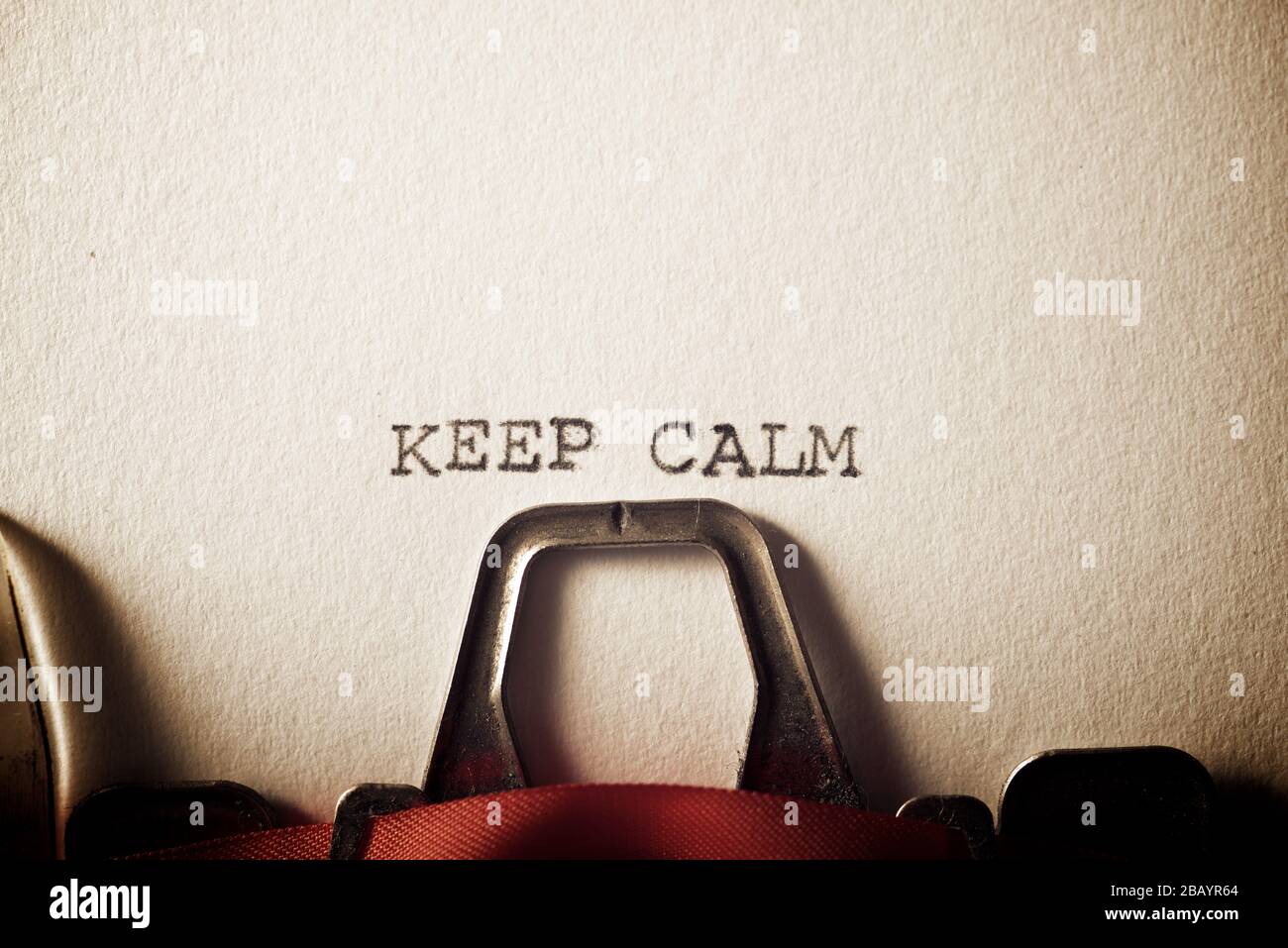 The sentence, Keep Calm, written with a typewriter Stock Photo - Alamy