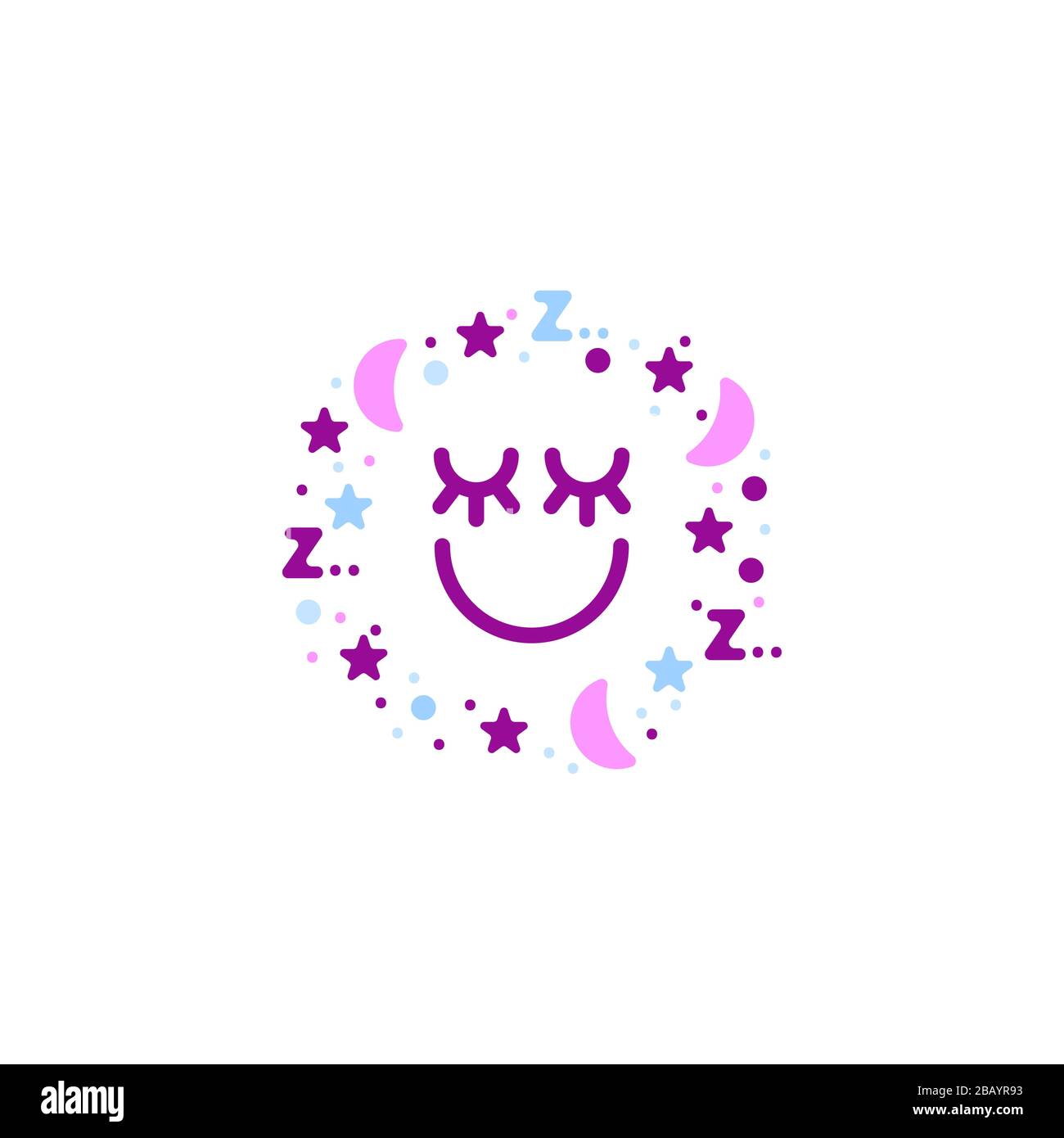 Sleeping emodji, stars, moon and smiley, dream symbol, sleep concept ...
