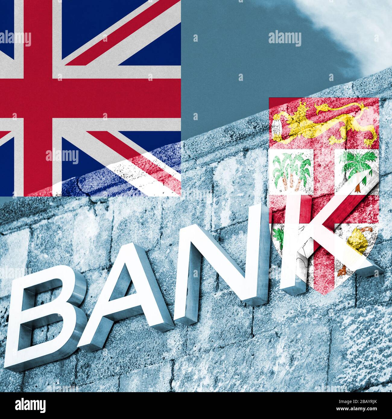 Finance and economy concept of bank with flag of Fiji Stock Photo - Alamy