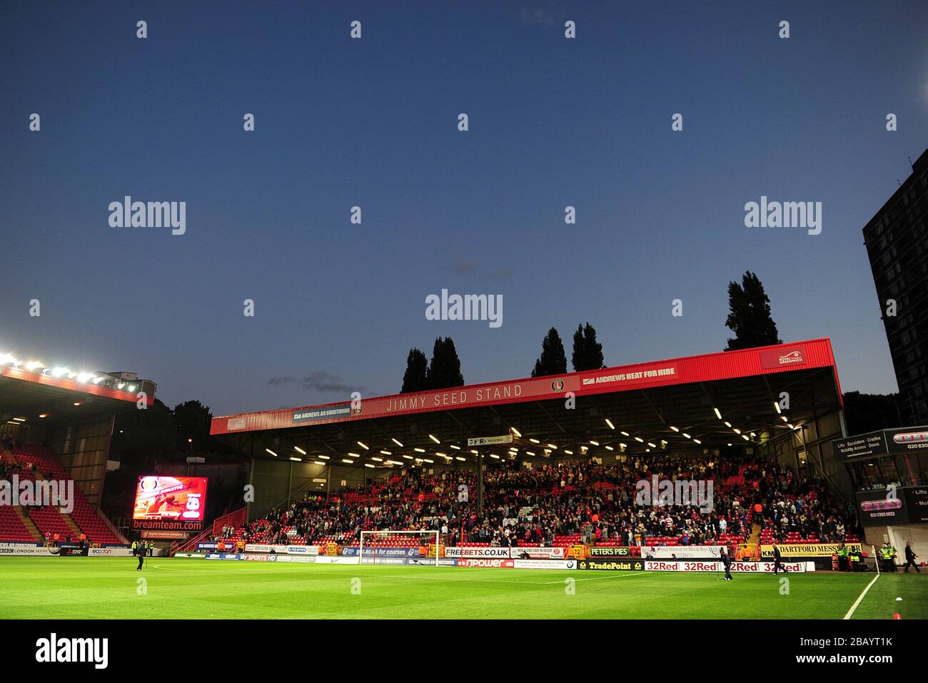 General view of fans in the Jimmy Seed Stand at The Valley Stock Photo ...