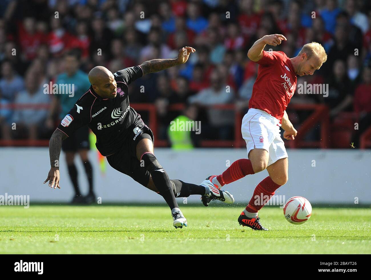 Nottingham Forest's Simon Gillett (right) and Birmingham City's Marlon ...