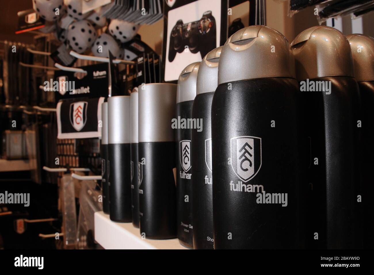 Official Fulham merchandise on sale in the club shop Stock Photo - Alamy