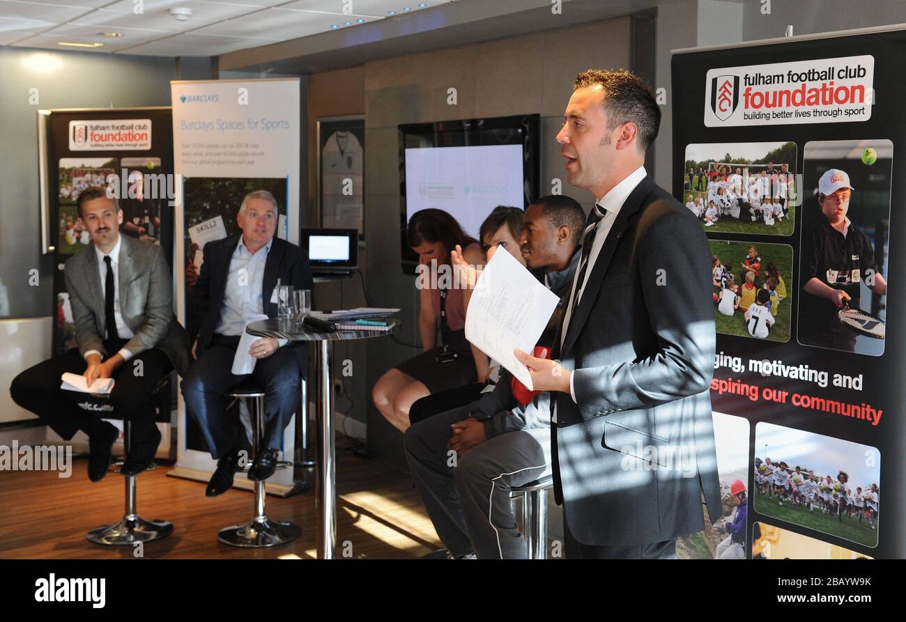 Fulham Foundation chief executive Steven Day addresses the room Stock ...
