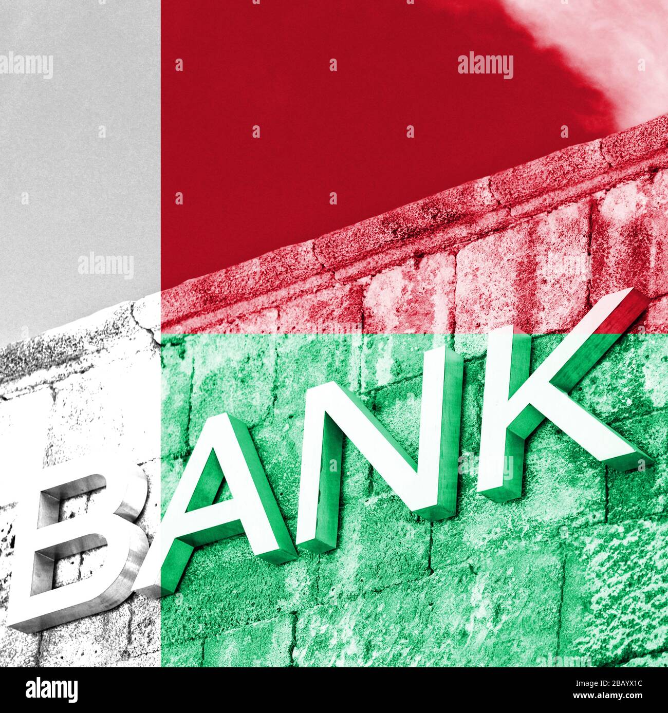 Finance and economy concept of bank with flag of Madagascar Stock Photo ...