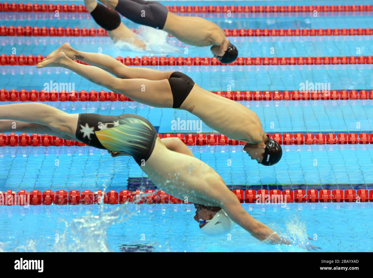 China's Fangyu Luo (centre) enters the pool as he competes during the ...