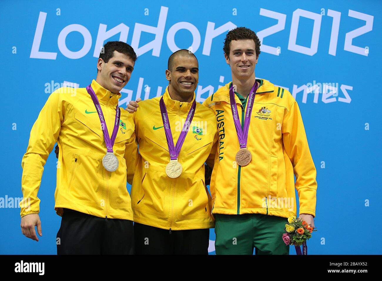 (left to right) Silver Medalist Brazil's Phelipe Andrews Melo Rodrigues ...