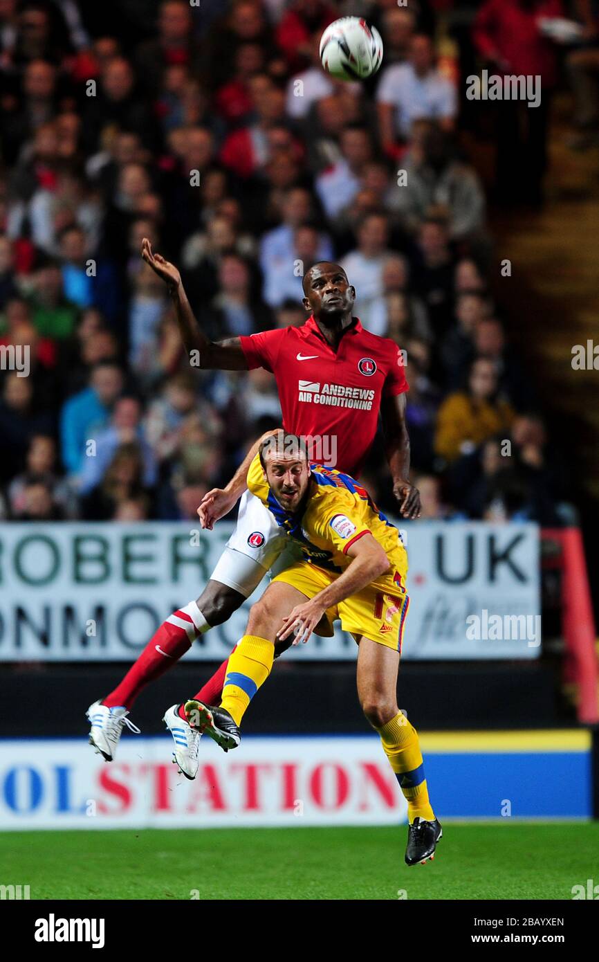 Crystal Palace's Glenn Murray (front) and Charlton Athletic's Leon Cort ...