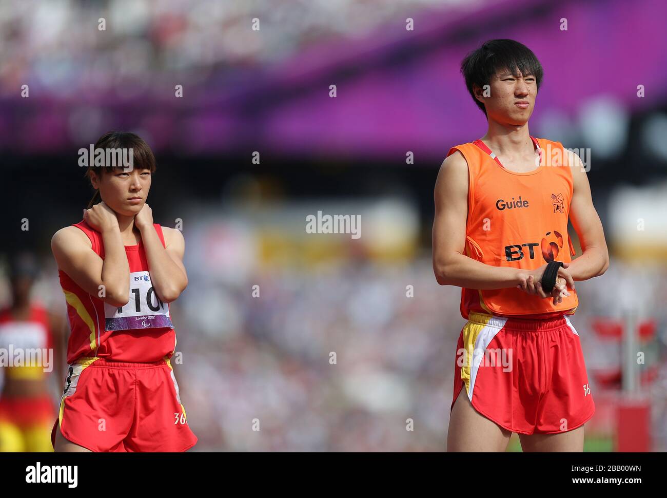 People's Republic of China's Daqing Zhu (left) and guide Hui Zhang ...