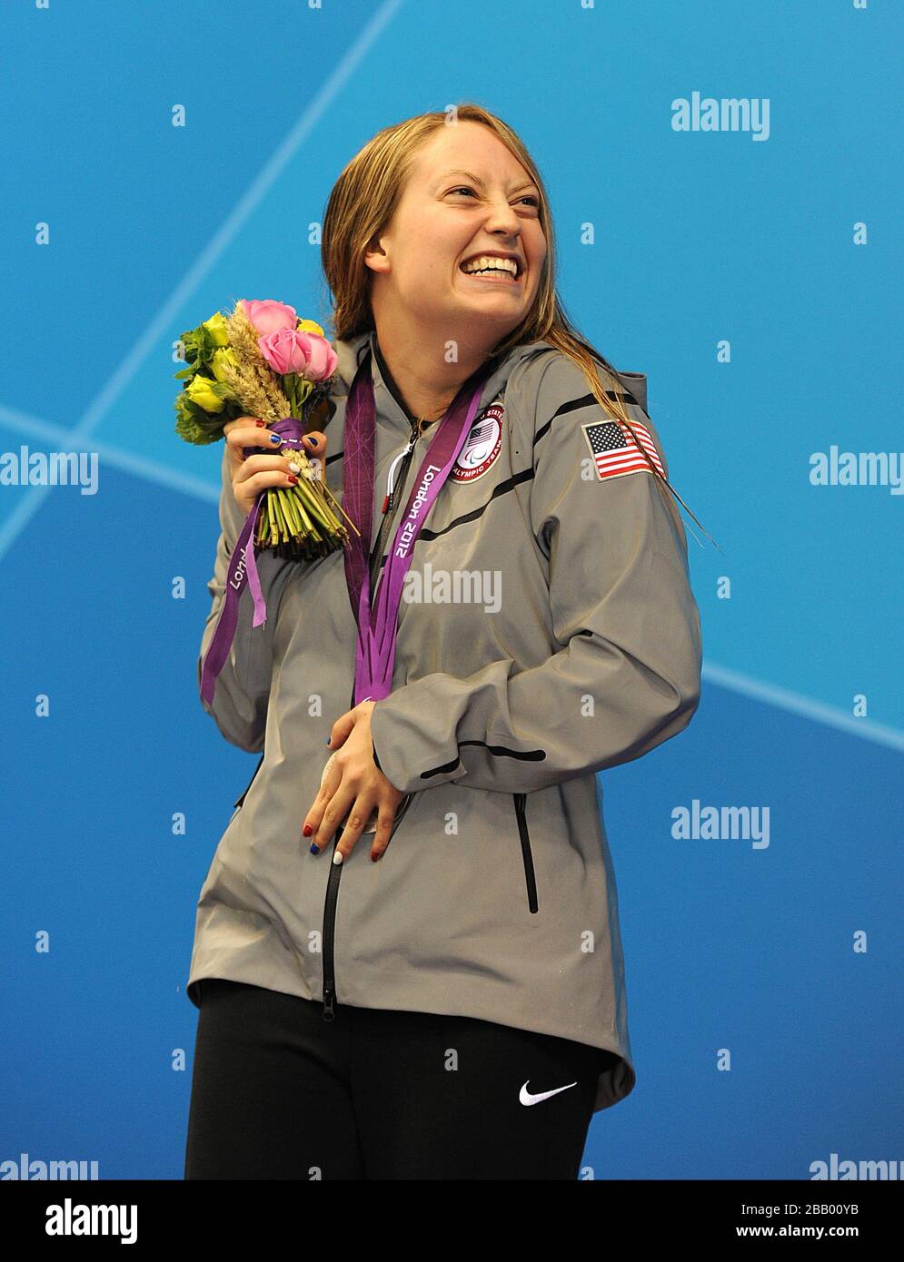 USA's Cortney Jordan on the podium with her silver medal after the ...
