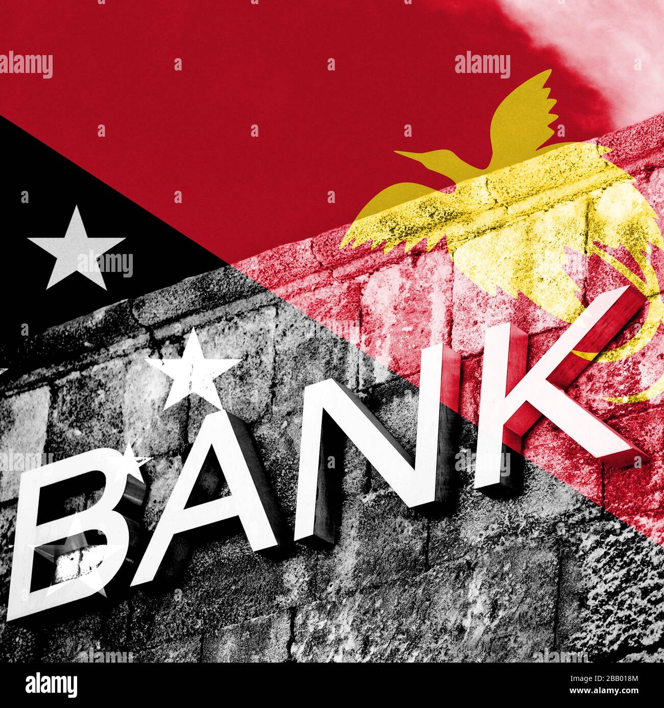 Finance and economy concept of bank with flag of Papua New Guinea Stock ...