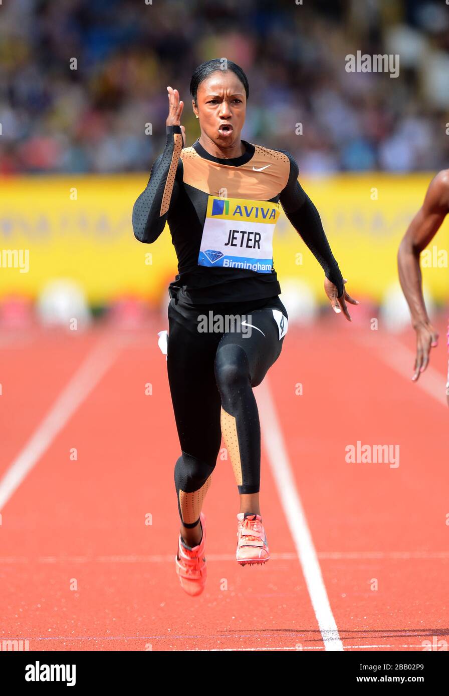 USA's Carmelita Jeter in action in the Women's 100m semi final at The ...