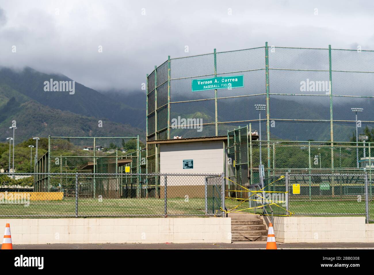 Baseball Field War Memorial Stadium in Maui, Hawaii closed during Covid ...