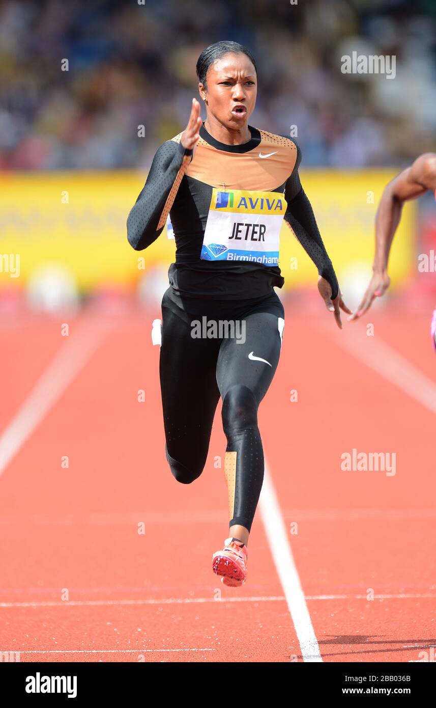 USA's Carmelita Jeter in action in the Women's 100m semi final at The ...