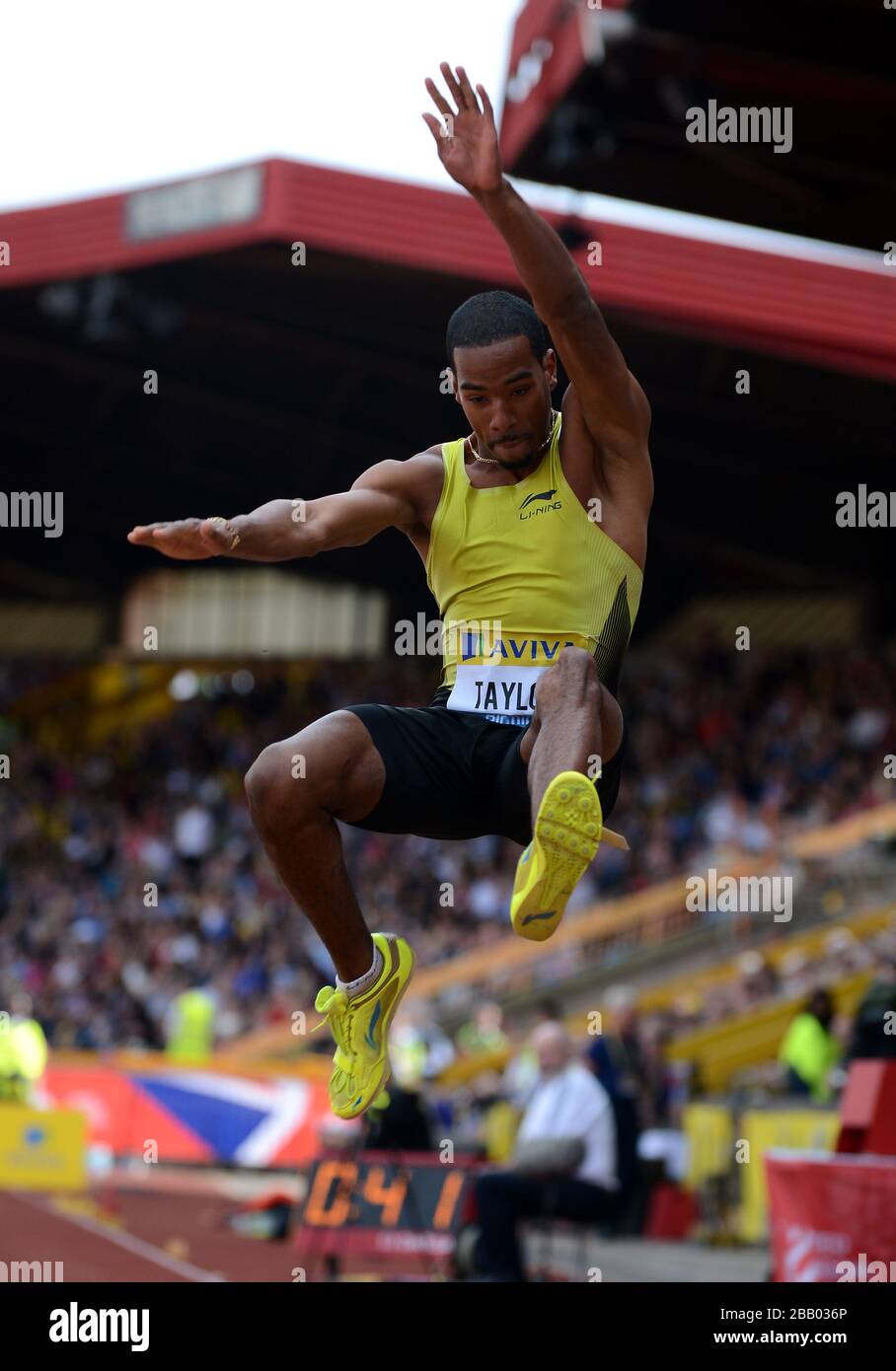 Usas christian taylor in action during the long jump competition hi-res ...