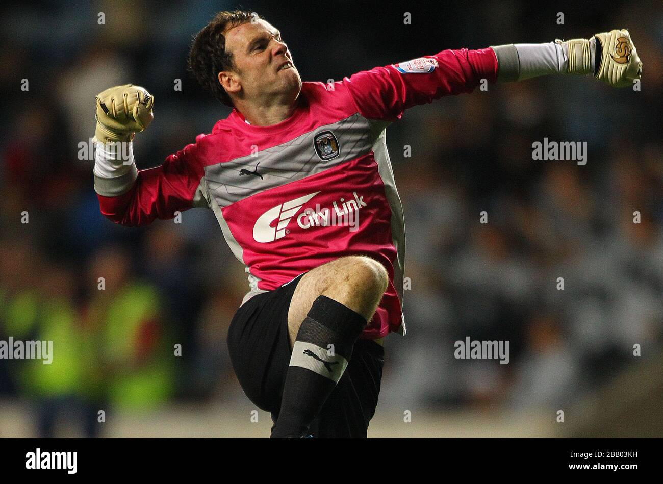 Coventry City's keeper Joe Murphy celebrates the winning goal against ...