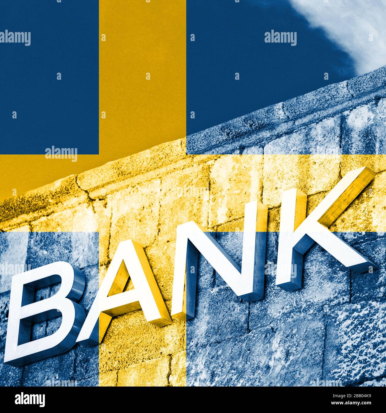 Finance and economy concept of bank with flag of Sweden Stock Photo - Alamy