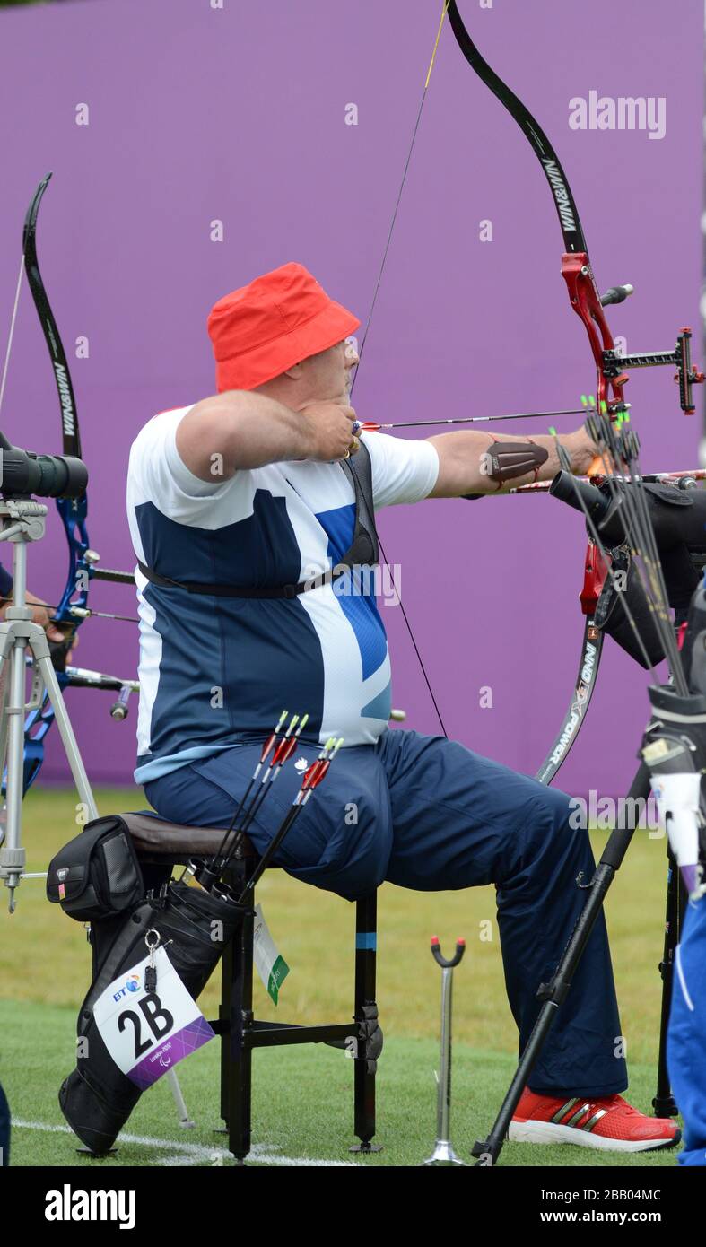Great Britain's Phil Bottomley competes during the Men's Team Recurve ...