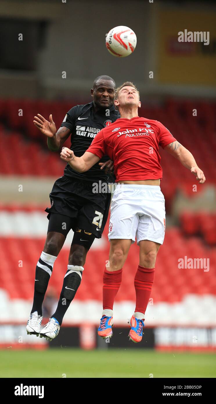 Nottingham Forest's Simon Cox (left) and Charlton Athletic's Leon Cort ...