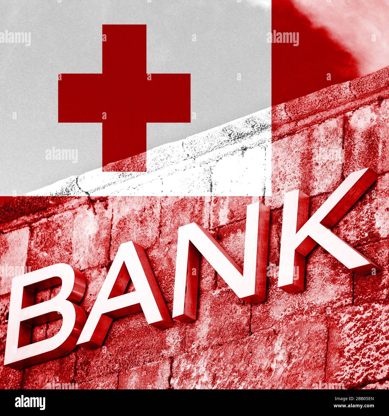 Finance and economy concept of bank with flag of Tonga Stock Photo - Alamy