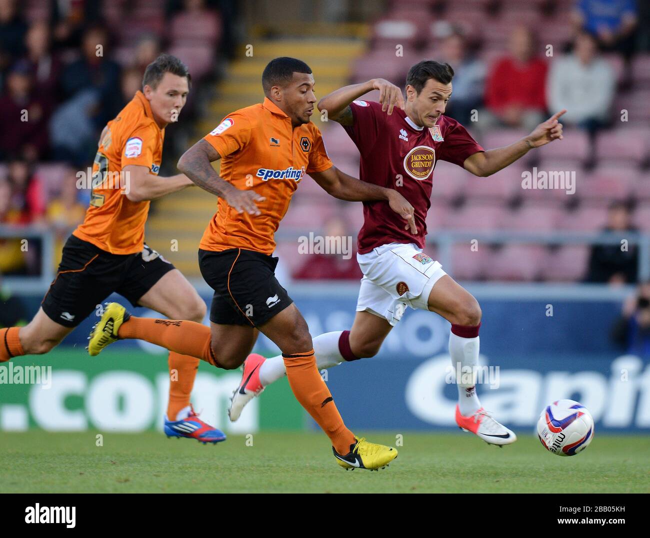 Northampton Town's Alex Nicholls and Wolverhampton Wanderers' David ...