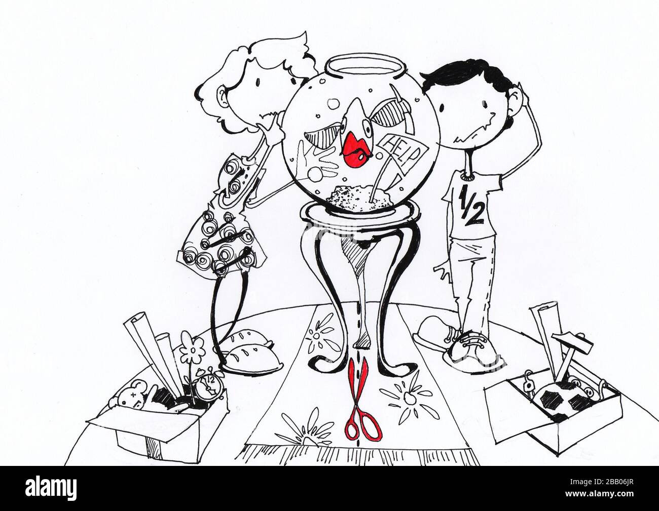 Funny fish ink drawing Cut Out Stock Images & Pictures - Alamy