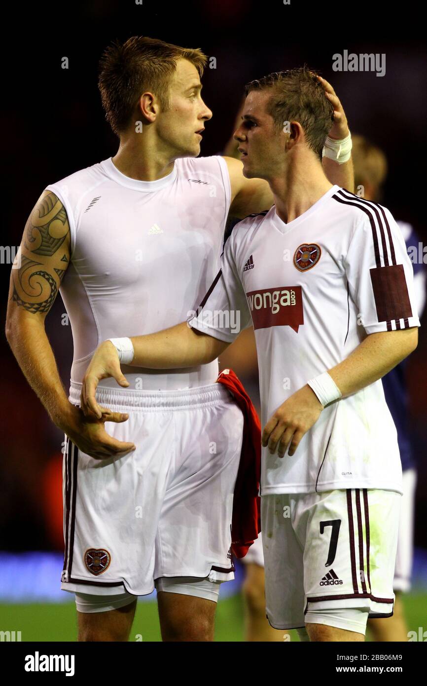 Hearts daniel grainger left and david templeton right hi-res stock ...