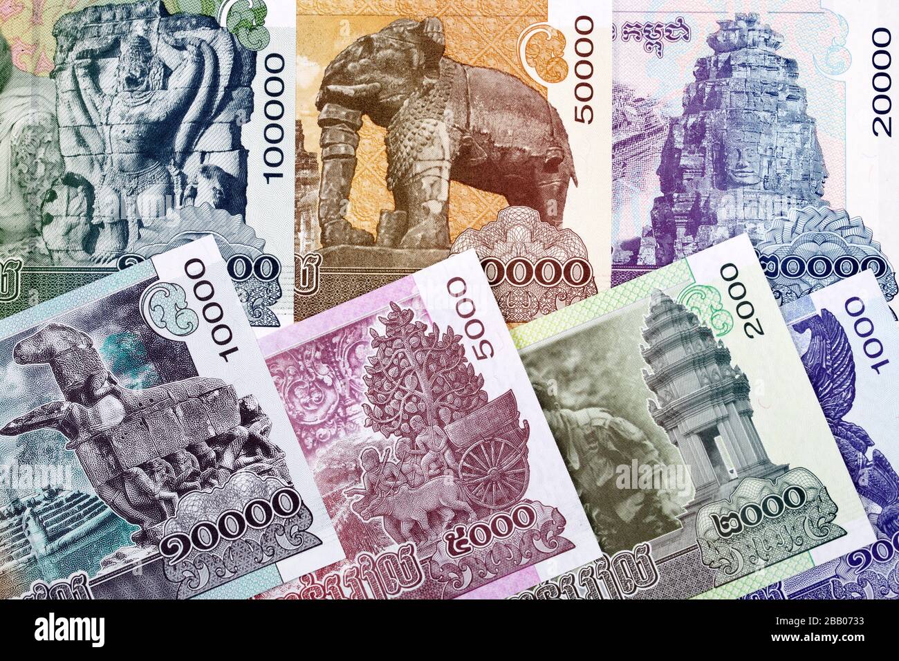 Cambodian money - riel a business background Stock Photo - Alamy