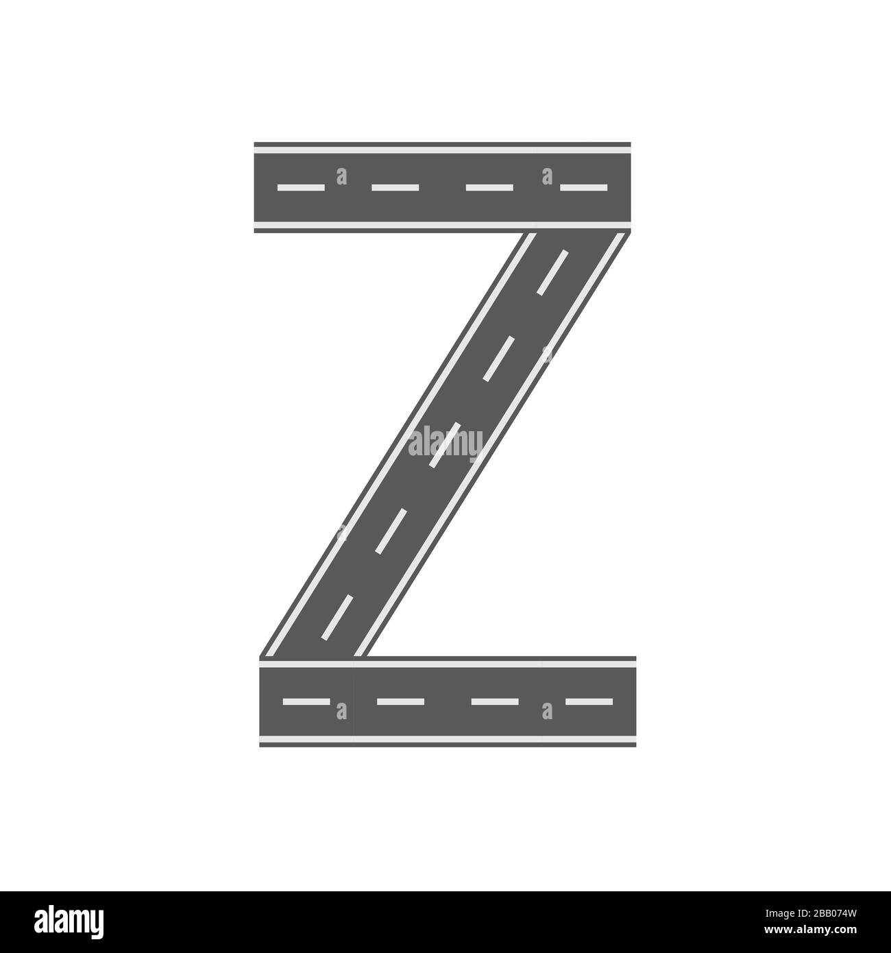 Z letter for Road or street font. Flat and solid color vector ...