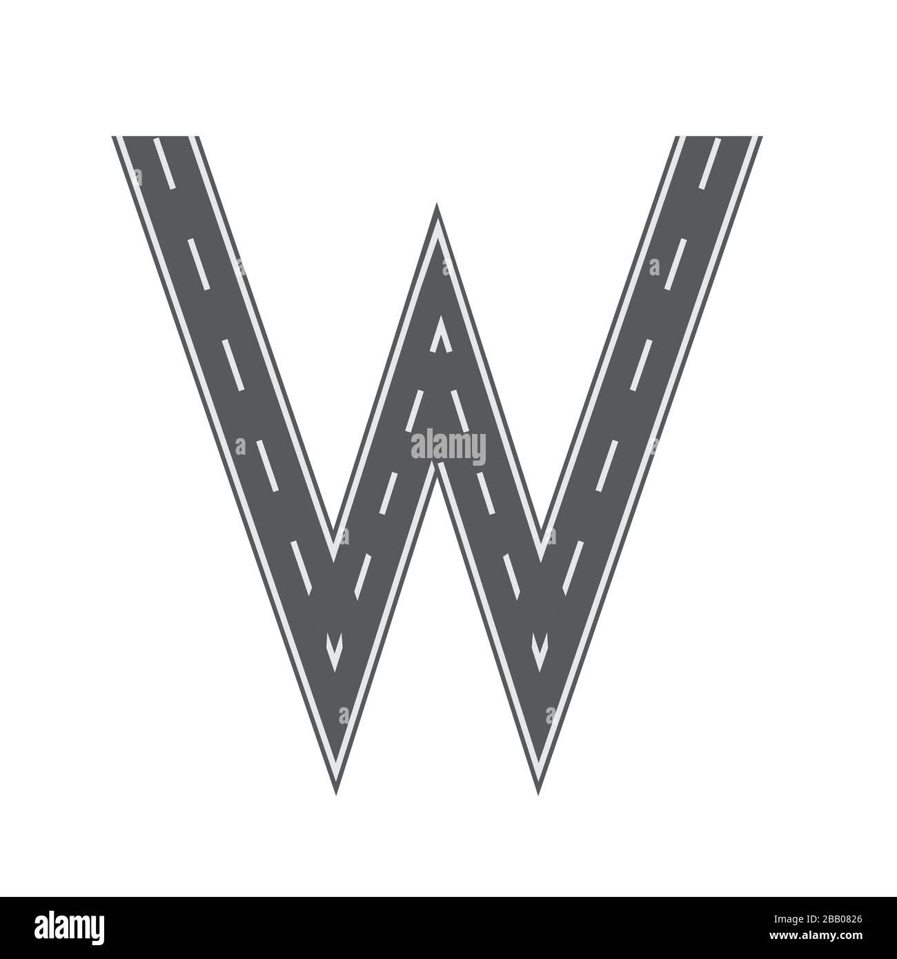 W letter for Road or street font. Flat and solid color vector ...