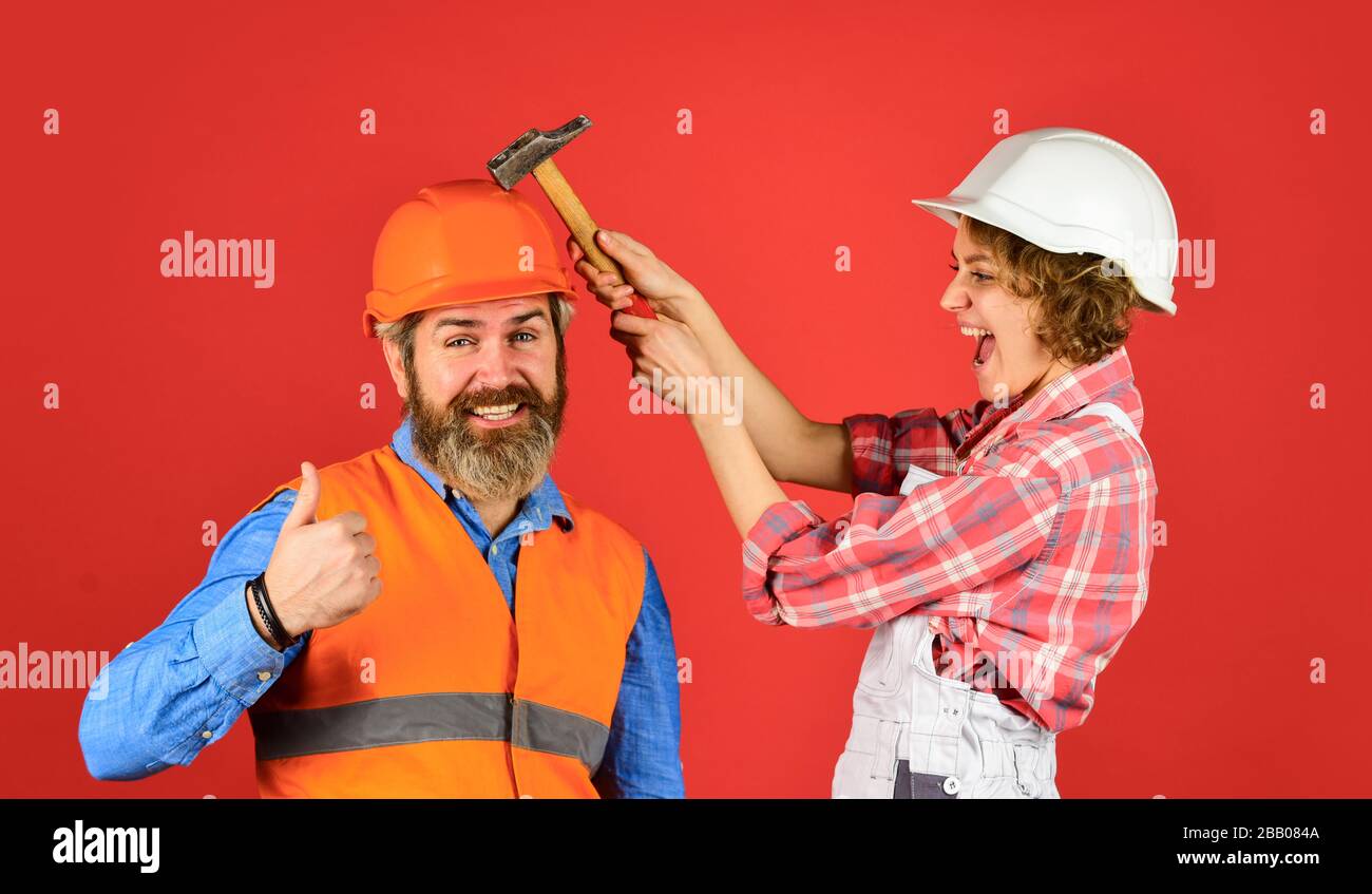 Intelligibly concept. Couple renovating apartment together. Couple ...