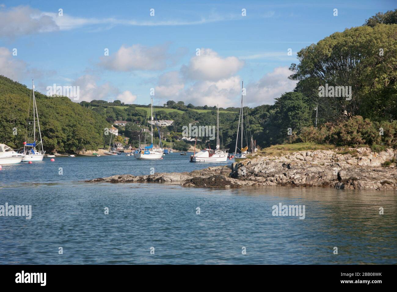 The Helford River opposite Helford Village looking up Porthnavas Creek ...