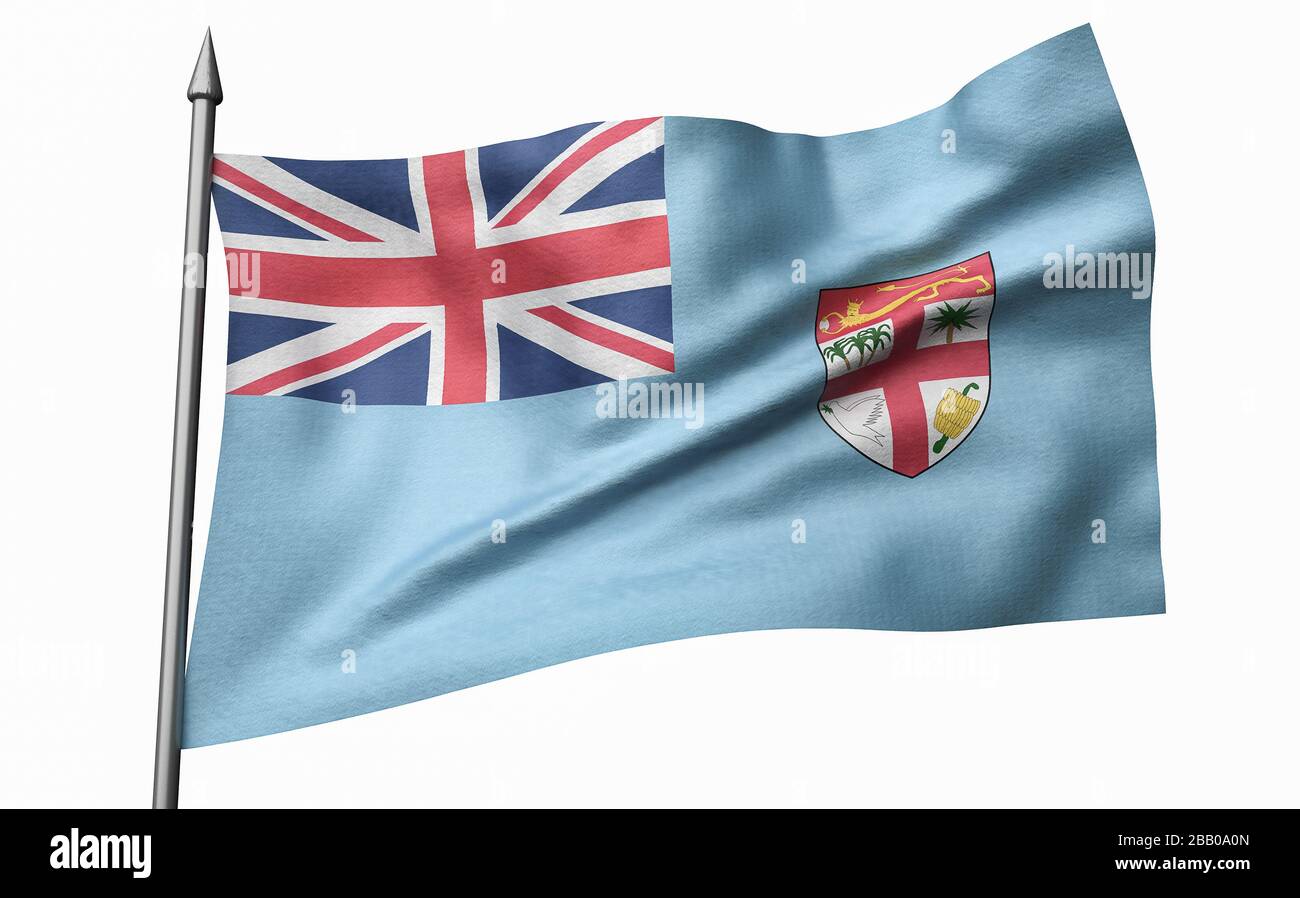 3D Render of Flagpole with Fiji Flag Stock Photo - Alamy
