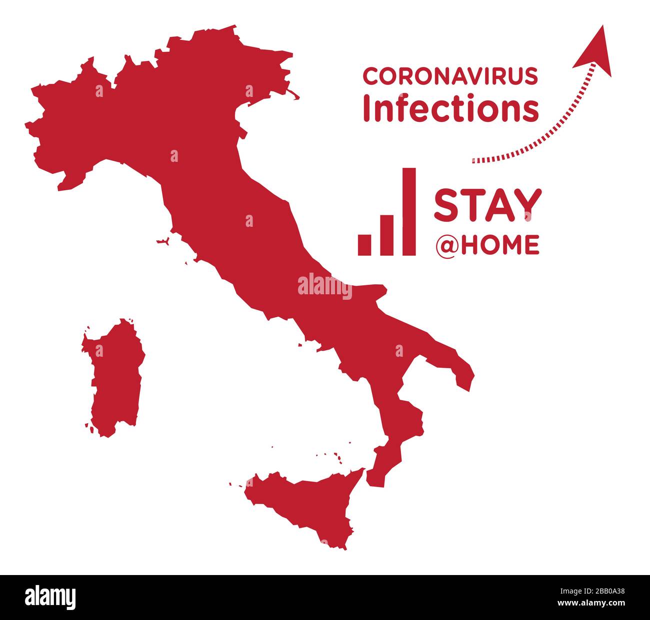 Italy map with increasing coronavirus infection curve Stock Vector ...