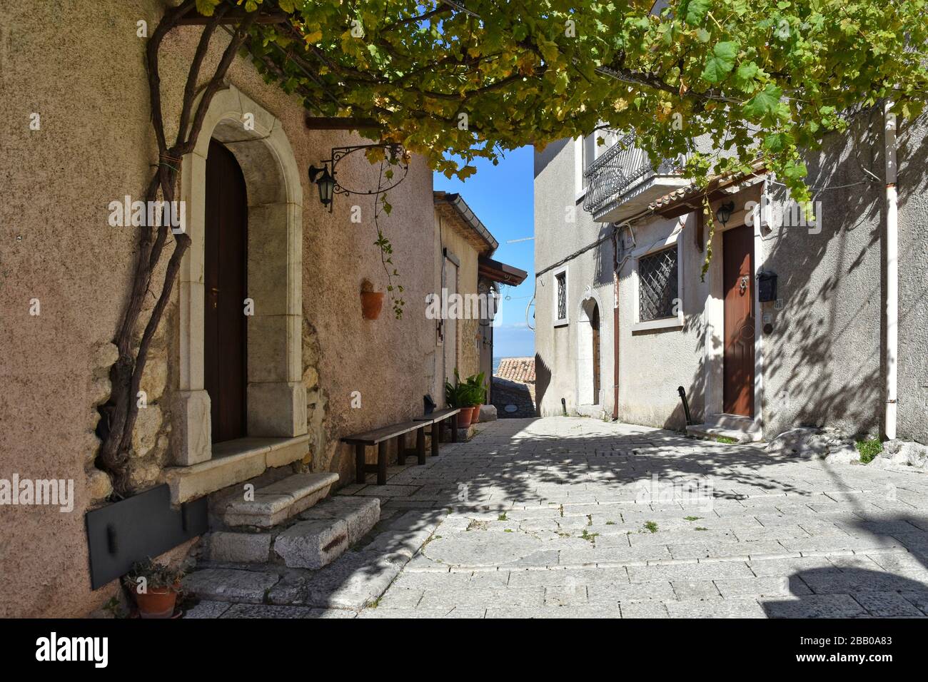 Castelvetere sul Calore, Italy. A narrow street between the old houses ...
