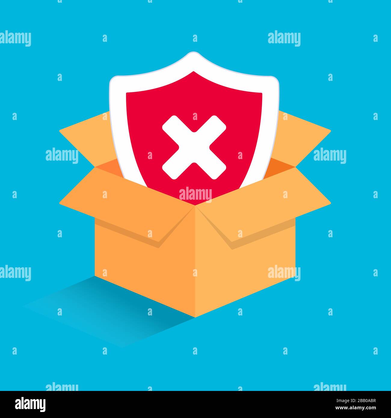 3d isometric cardboard opened box isolated on light blue background ...