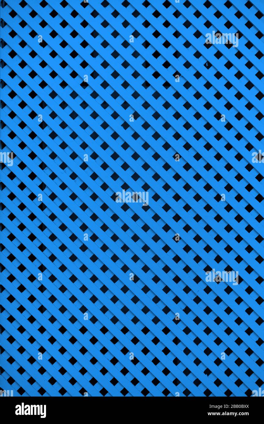 Wood grating close up. Toning in blue top color. Wooden fence lattice ...