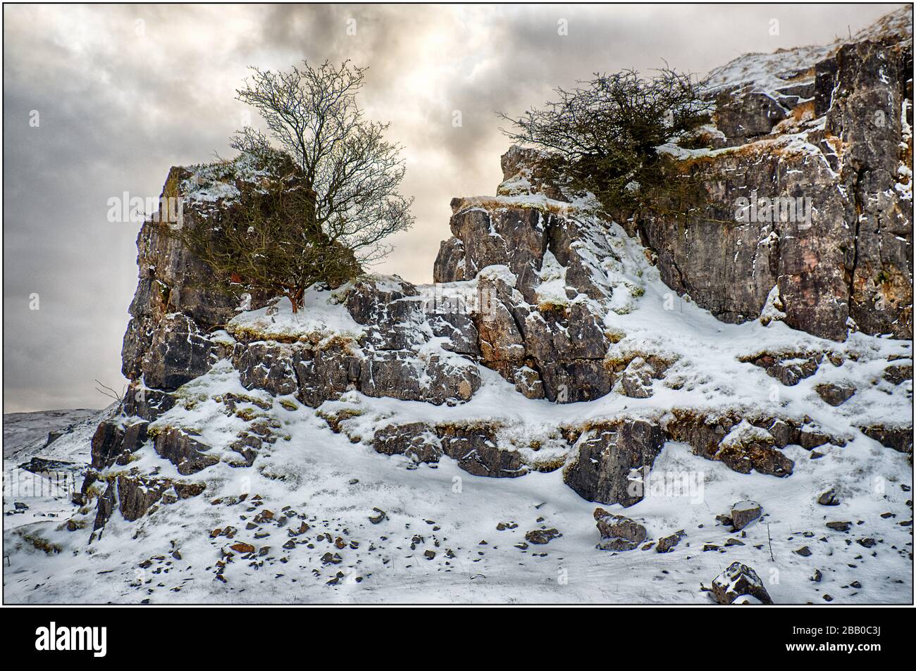 Snow covered quarry Stock Photo - Alamy