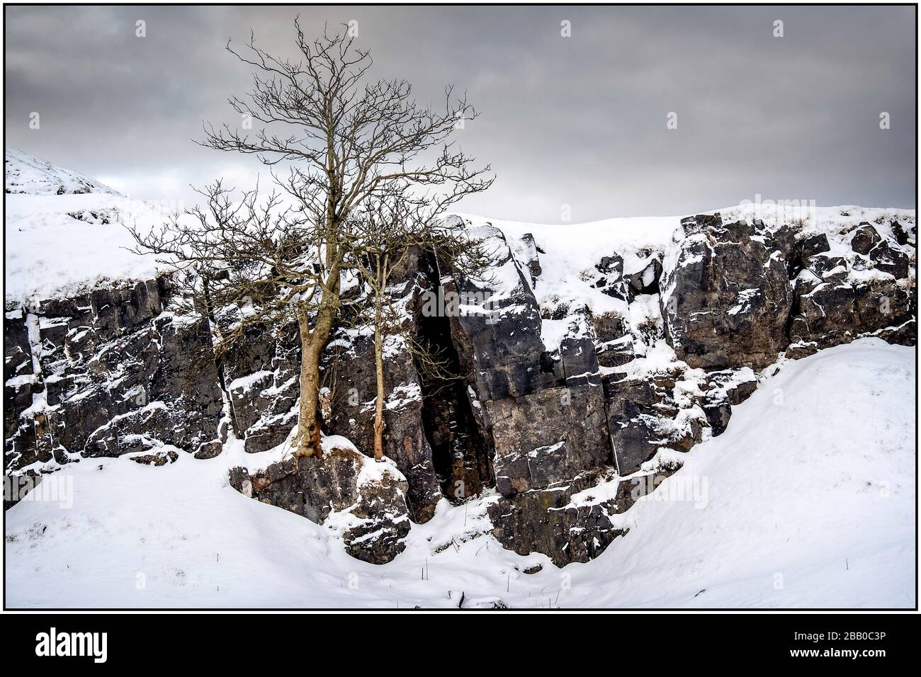 Snow covered quarry Stock Photo - Alamy